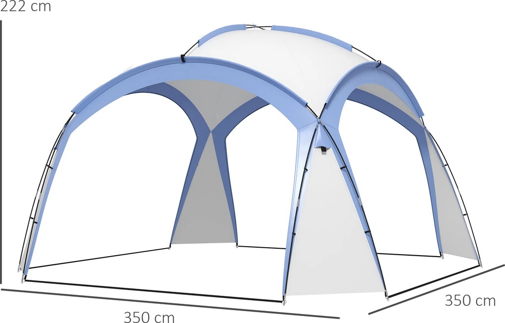 Přístřešek pro akce 3,5 x 3,5 m Pavilon s hákovými dveřmi Vodoodpudivý zahradní pavilon odolný proti zimě Světle modrý