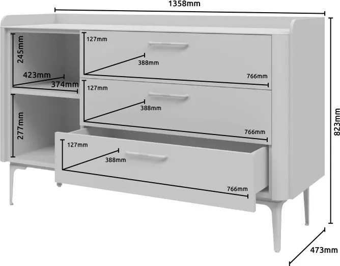 Komoda AIR - K13/AI - Pepper bílá lak mat