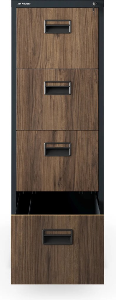 Kovová kartotéková skříň se 4 zásuvkami, antracit/ořech, 460x1320x620 mm: SARA Eco Design