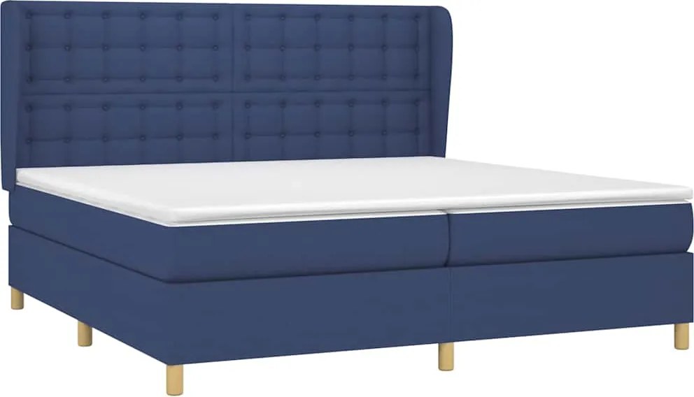 Box spring postel s matrací modrá 200x200 cm textil 3128875