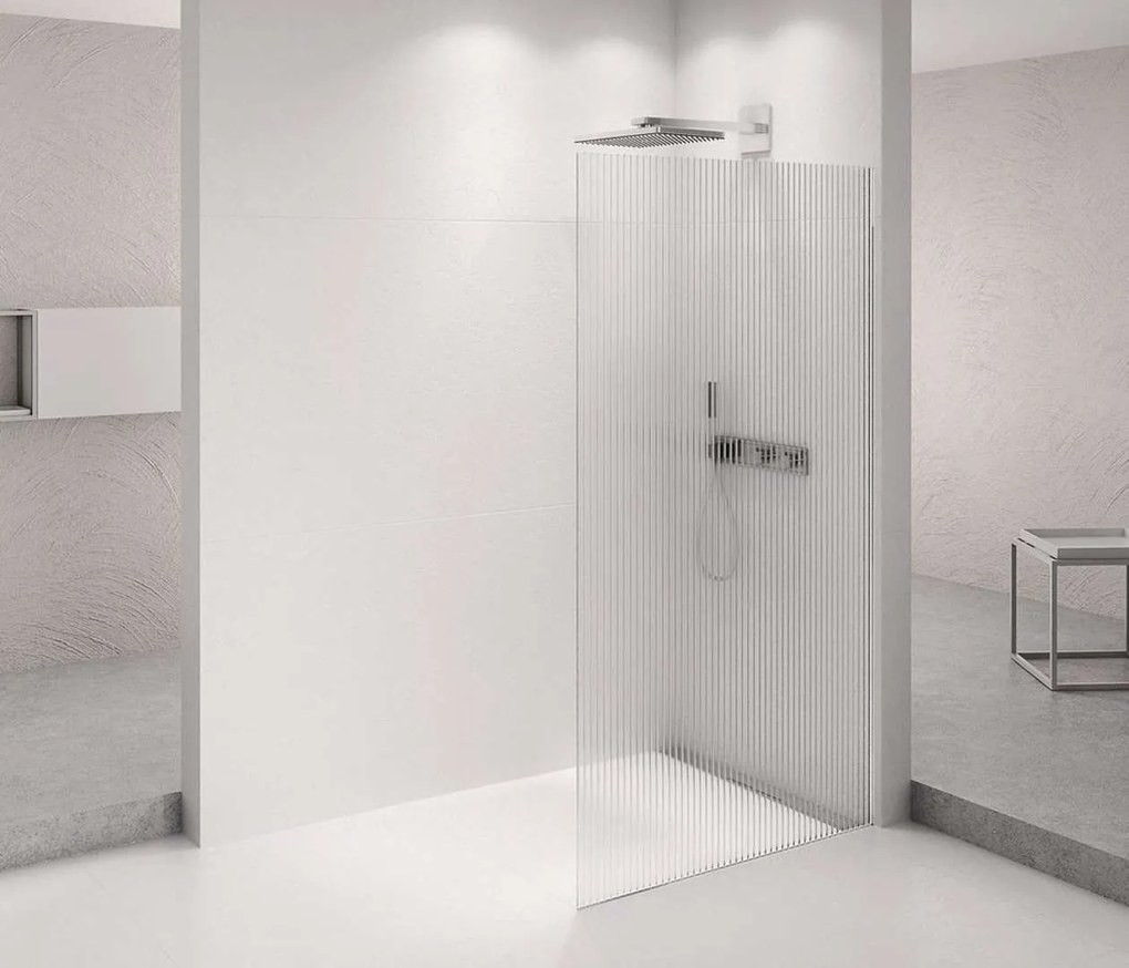 Polysan Architex - Sprchová stěna 146,2x210 cm, Antidrop, sklo Flute/chrom AXC150FL