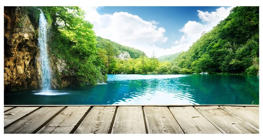 Wallmuralia Fotoobraz na skle Vodopád v lese 100x50 cm