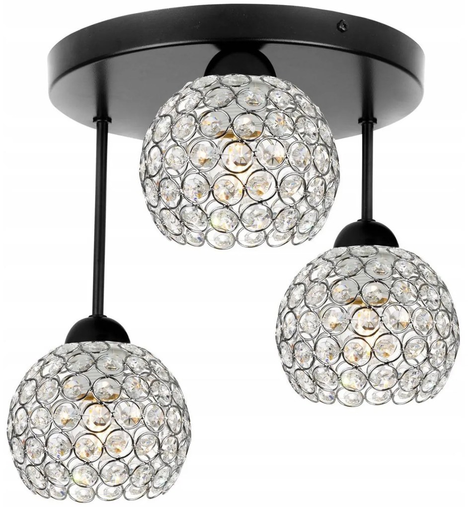 Stropní svítidlo Crystal, 3x stříbrné křišťálové stínítko,