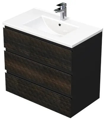 Koupelnová skříňka s umyvadlem SAT Cube Way 80x71x46 cm hnědá mat CUBE3D803ZHMOD