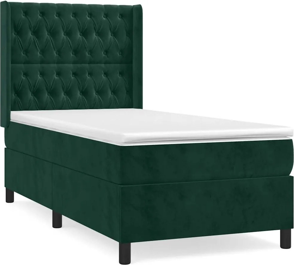 Box spring postel s matrací tmavě zelená 80 x 200 cm samet 3132828