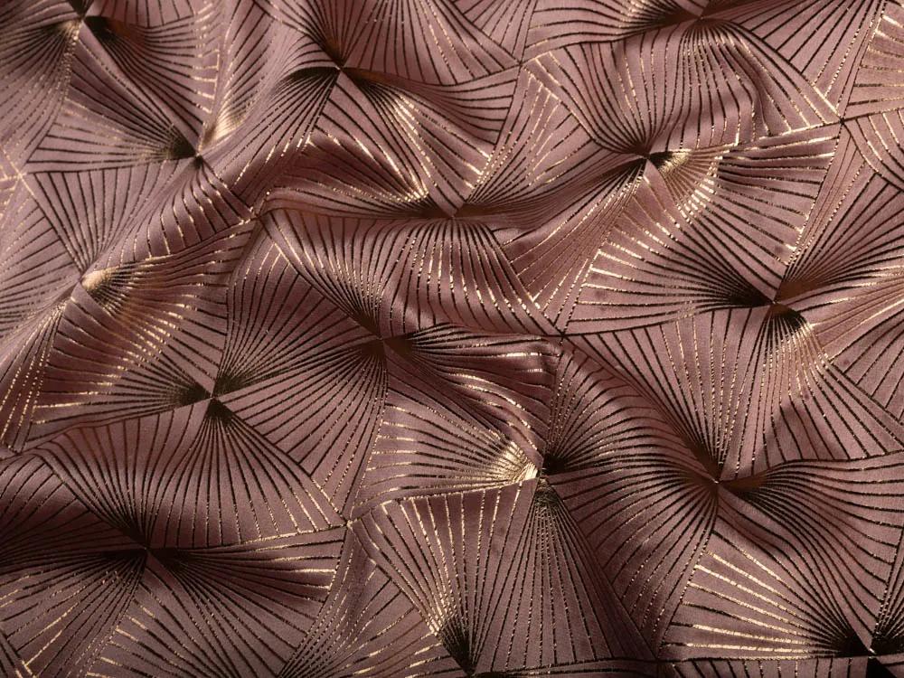 Biante Sametový povlak na polštář Isabela IBL-009 Rose Gold trojúhelníky na starorůžovém 30 x 50 cm