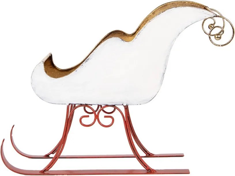 Bílo-zlaté kovové sáně Christmas Sleigh - 38*15*28 cm