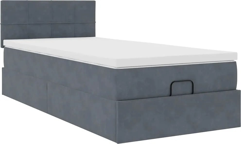 Osmanský rám postele s matrací tmavě šedá 80x200cm samet 3311736