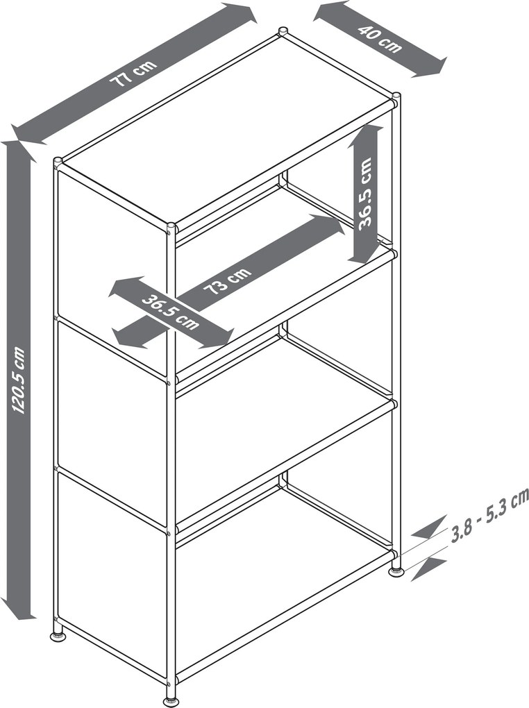 Tchibo - Kovový regál »Cn3« se 3 policemi - barva: bílá