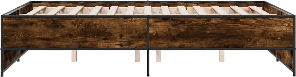 Rám postele kouřový dub 135 x 190 cm kompozitní dřevo a kov 3279904