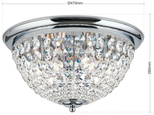 Orion DLU 1840/47-Křišťálové str. svítidlo PLAFOND 6xE27/40W/230V pr.47 cm chrom