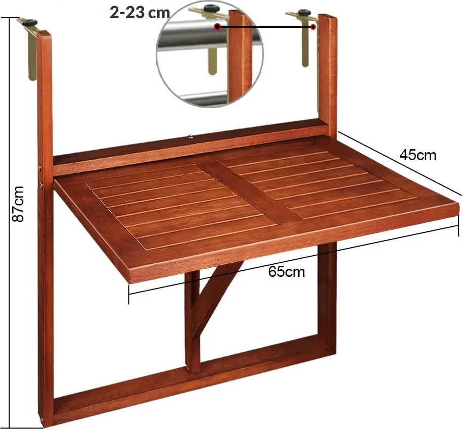 Deuba Balkonový stůl - 65x45x87 cm