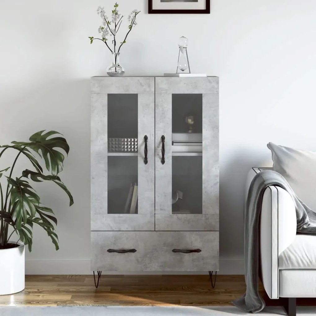 Fionshop 263916595 Skříň highboard betonově šedá 69,5x31x115 cm kompozitn