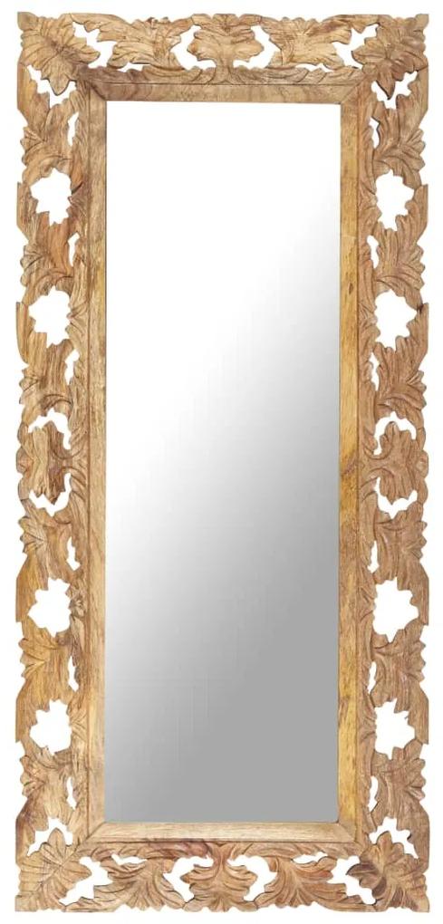 Ručně vyřezávané zrcadlo hnědé 110 x 50 cm masivní mangovník - Default Title