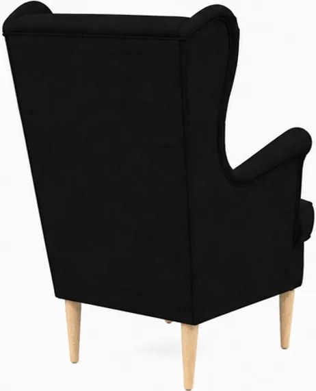 relaxační křeslo, ušák, dřevo/kov/látka, 102x80x66 cm, nohy světlé/černá, Dekorino KR20260126