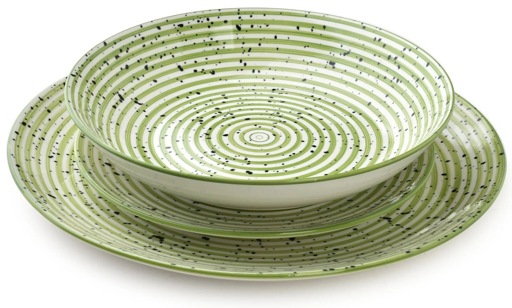 Porcelánová sada 18 ks STRIPES GREEN zelená
