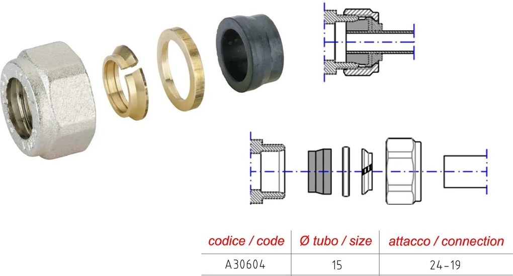 Aqualine ECO svěrné šroubení pro Měď 15 mm nikl CP9990