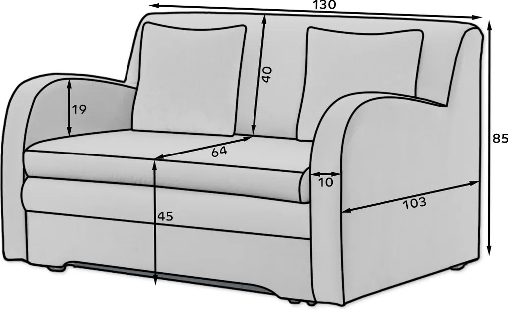 Šedá 2místná pohovka ARIO, rozkládací