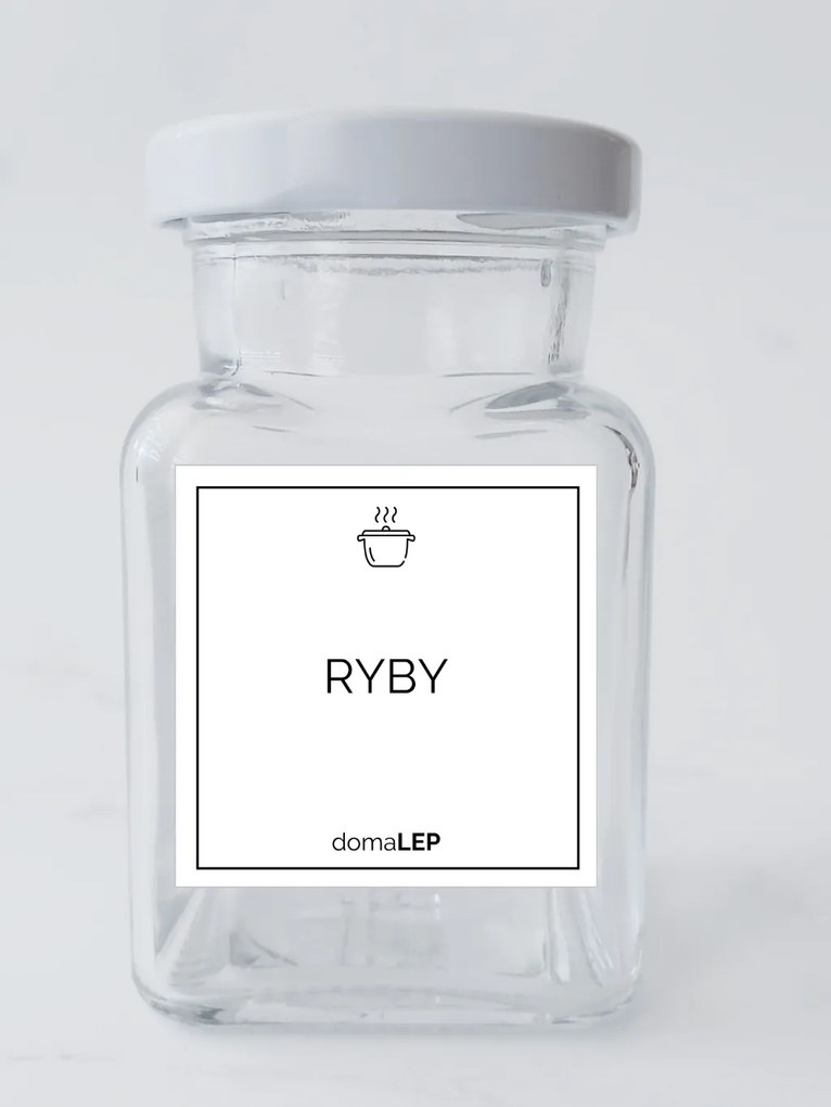 Samolepka na kořenky RYBY bílá 5 × 5 cm základní písmo