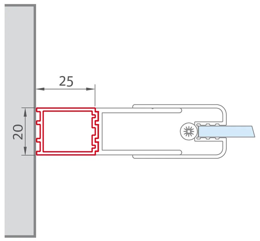 Roth Nastavovací profil LIMAYA Varianta: šířka: 25 mm, výška: 1937 mm - (P4067), Barva profilů a typ výplně: profily: brillant