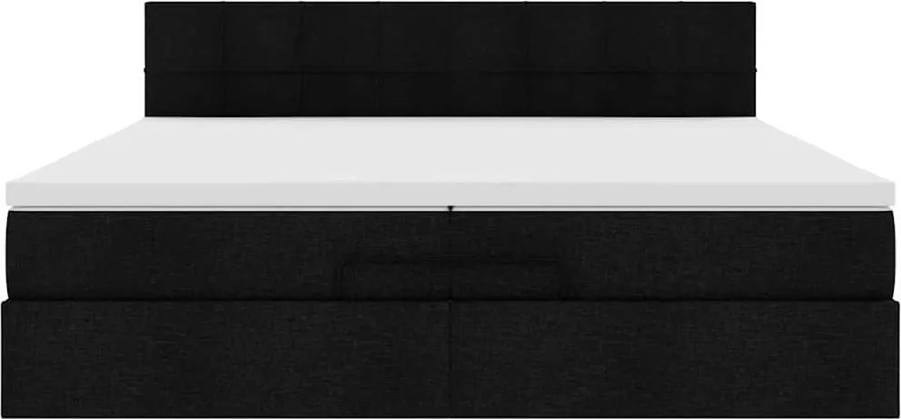 Osmanský rám postele s matrací černá 200x200 cm textil 3311486