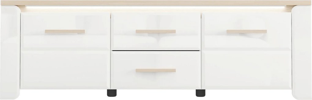 XXXLutz KOMODA POD TELEVIZI, bílá, dub bianco, 154/49,5/40 cm Carryhome - Komody bílé - 000834018101