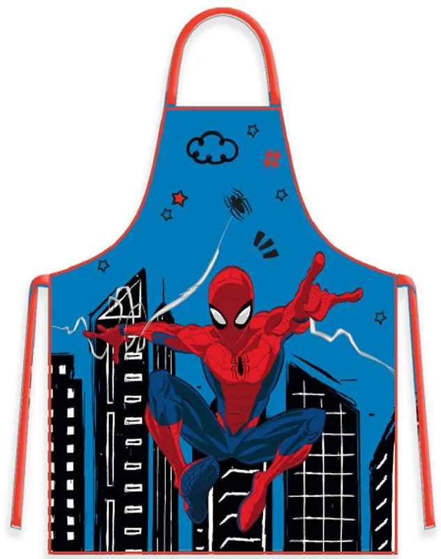 DĚTSKÁ ZÁSTĚRA S ČEPICÍ SPIDERMAN 45X50 CM, 2X33CM VZOROVANÁ