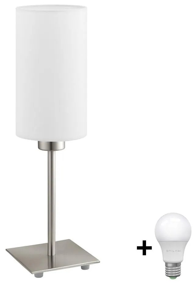Eglo - LED  Stolní lampa TUNJA 1xE27/60W/230V 26,5 cm matný chrom/bílá