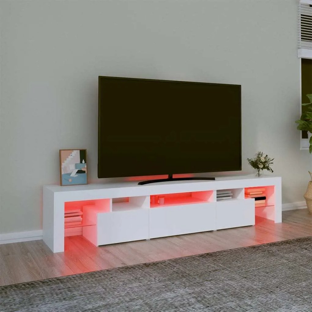 vidaXL TV skříňka s LED osvětlením 200x36,5x40 cm [3152810] Barva: bílá s vysokým leskem