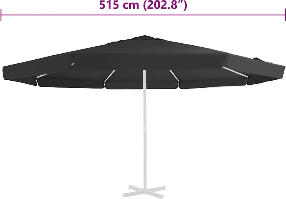 Náhradní potah na zahradní slunečník černý 515 cm 312544