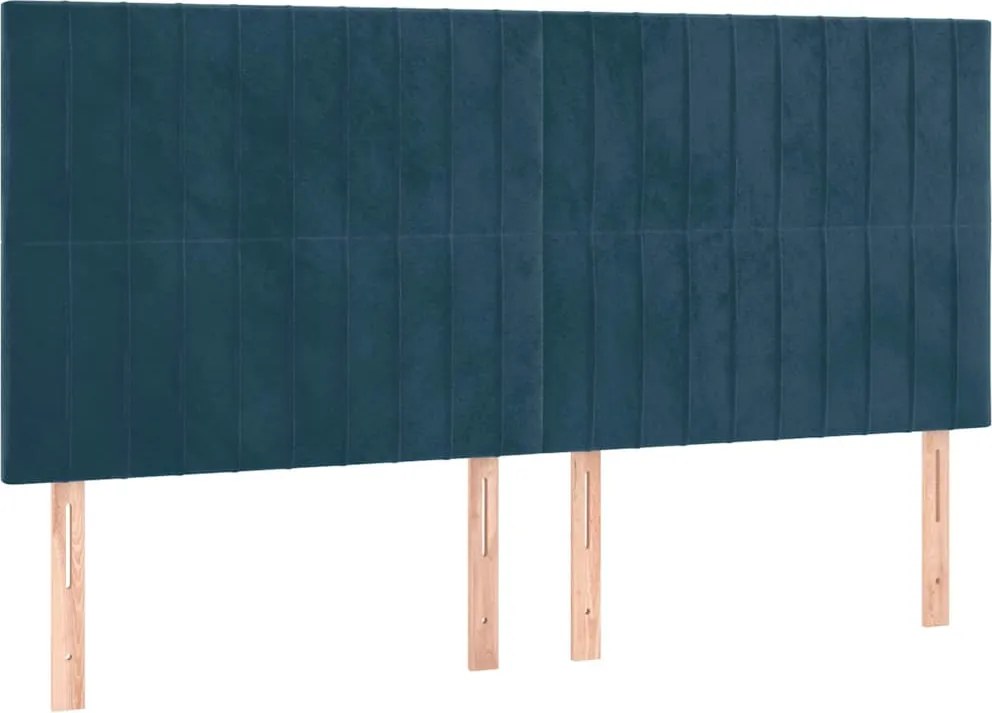 Čelo postele tmavě modré 180x5x118/128 cm sametové 3116634