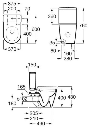 Roca Inspira WC mísa Rimless Compact, bílá A342529000