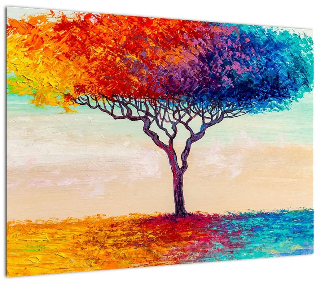 Skleněný obraz malovaného stromu (70x50 cm)