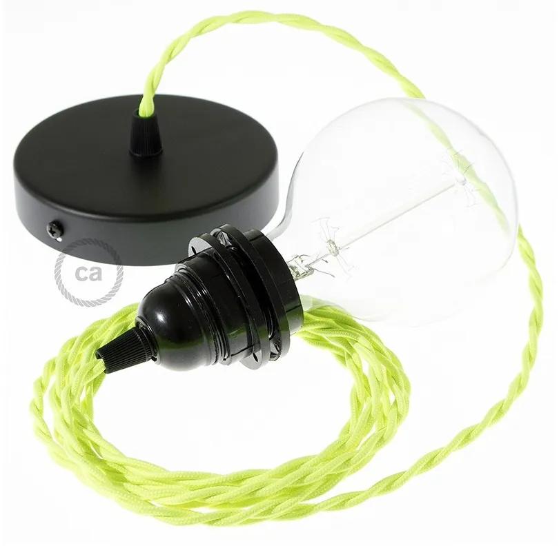 creative cables Závěsné svítidlo pro stínidla s neonovým žlutým zkrouceným textilním kabelem TF10 Velikost: 100 cm, Barva: Měď, Montáž: Udělej Si Sám Sada