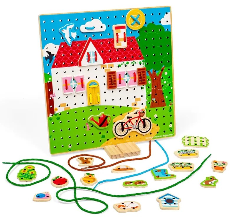 Bigjigs Toys Provlékací deska domeček