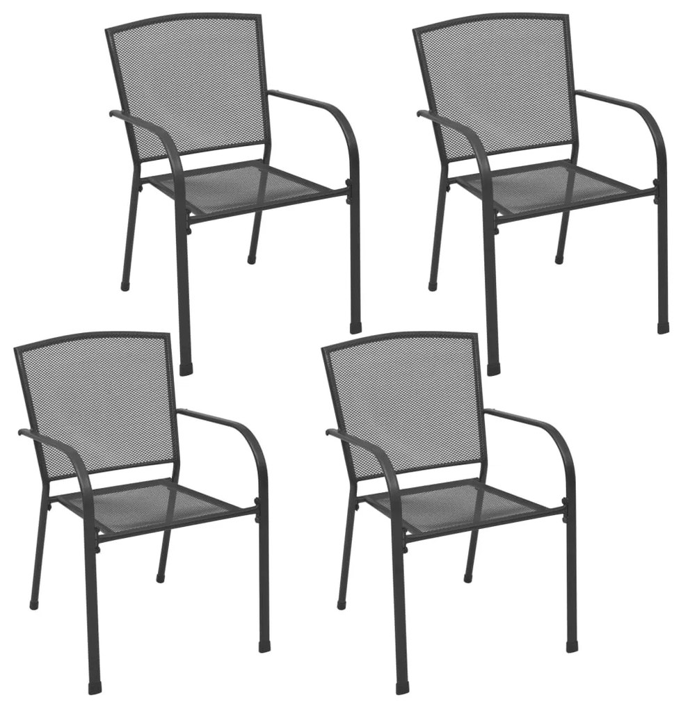 310154 vidaXL Zahradní židle 4 ks pletivový design antracitové ocel