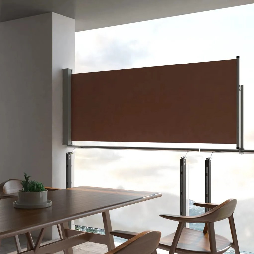 vidaXL Marketos Zatahovací boční markýza / zástěna na terasu 100 x 300 cm hnědá