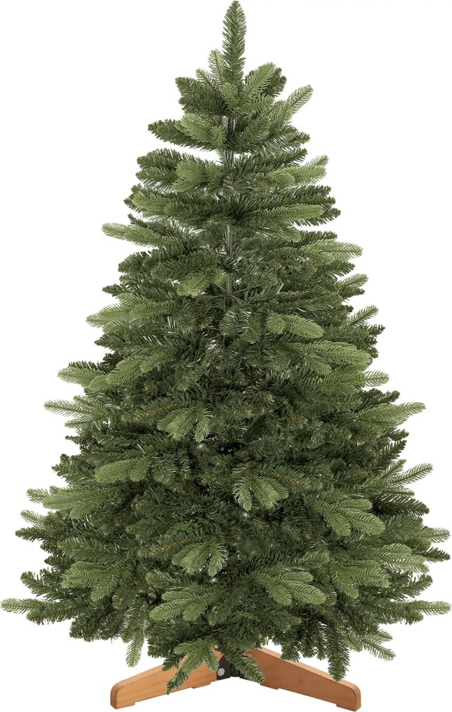HOMCOM Umělý vánoční stromek 150 cm, vznešená jedle, plně se skládacími větvemi, 525 špiček, skládací dřevěný stojan, Zelená