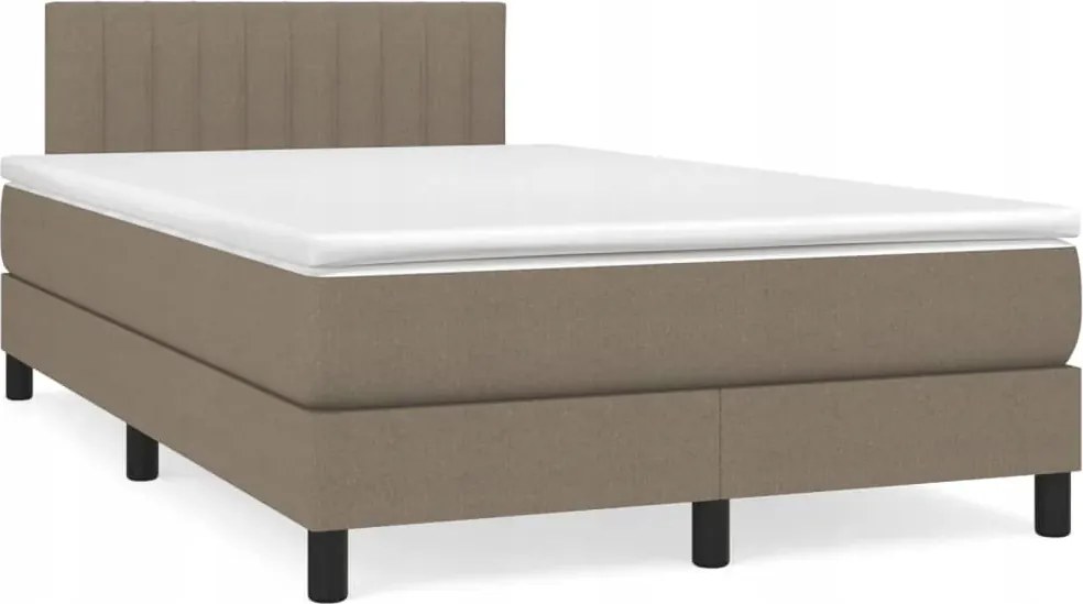 Box Spring Postel S Matrací A Led Textil Taupe Svislé pruhy 120 x 190 cm