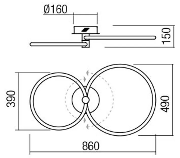 Redo 01-2224 stropní LED stmívatelné svítidlo Spell chrom, 46W, 3000K, 86cm