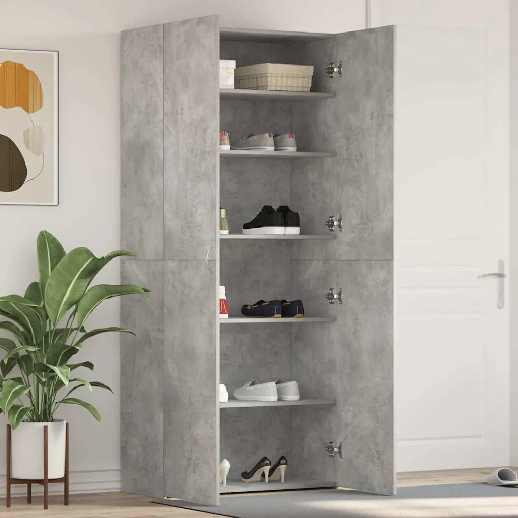 Skříň na obuv 80 x 35.5 x 180 cm Kompozitní dřevo Šedá 3333839