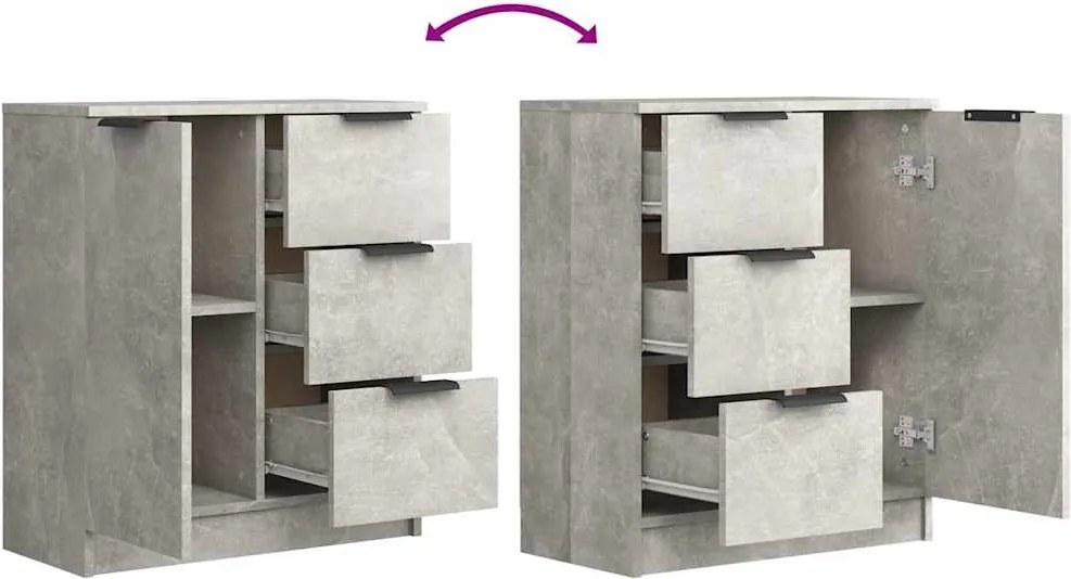 Příborníky 2 ks betonově šedé 60 x 30 x 70 cm kompozitní dřevo 3115791
