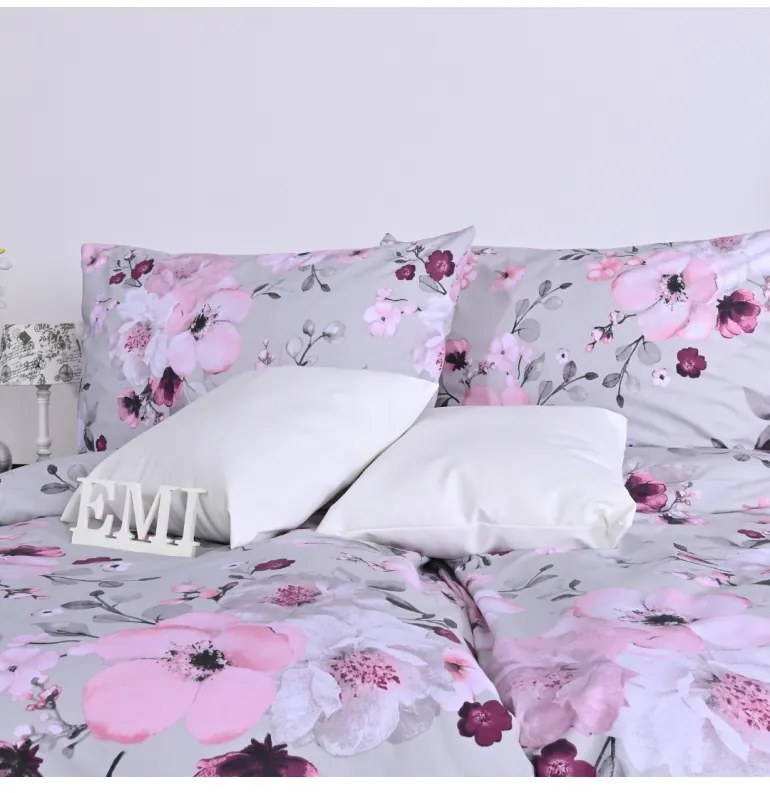 Povlečení bavlněné Nelly šedé EMI, Polštář 70x90