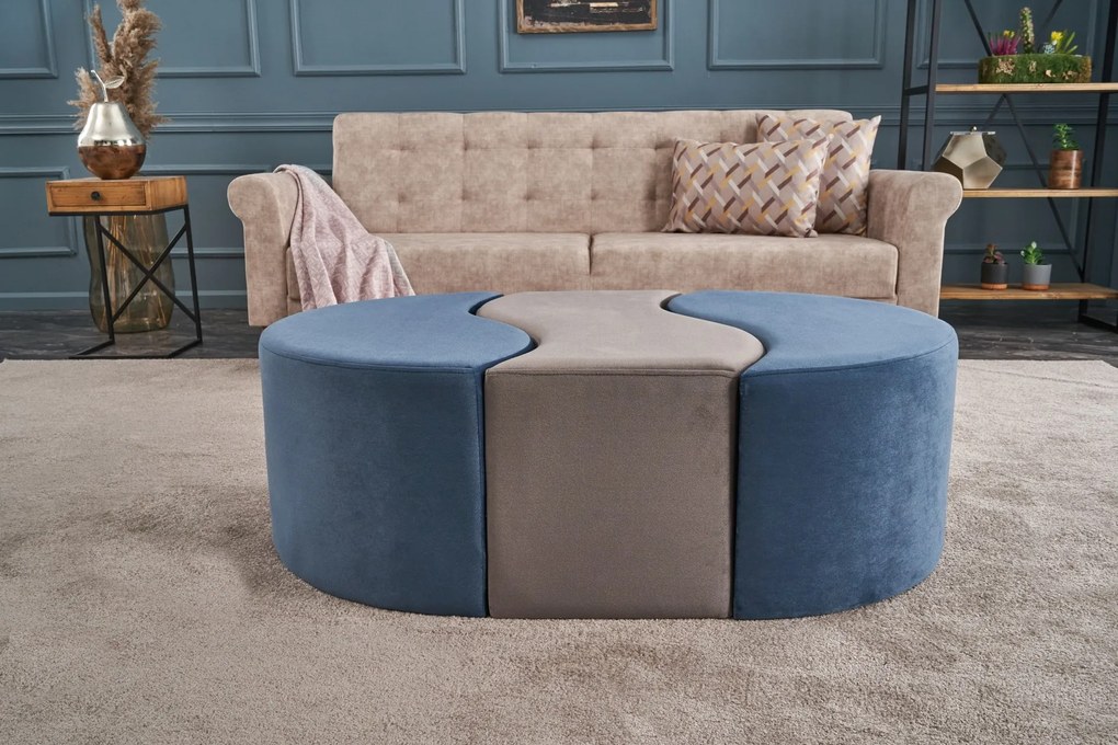 Atelier del Sofa Taburet Alya Puf - Blue, Mink, Modrá, Norková