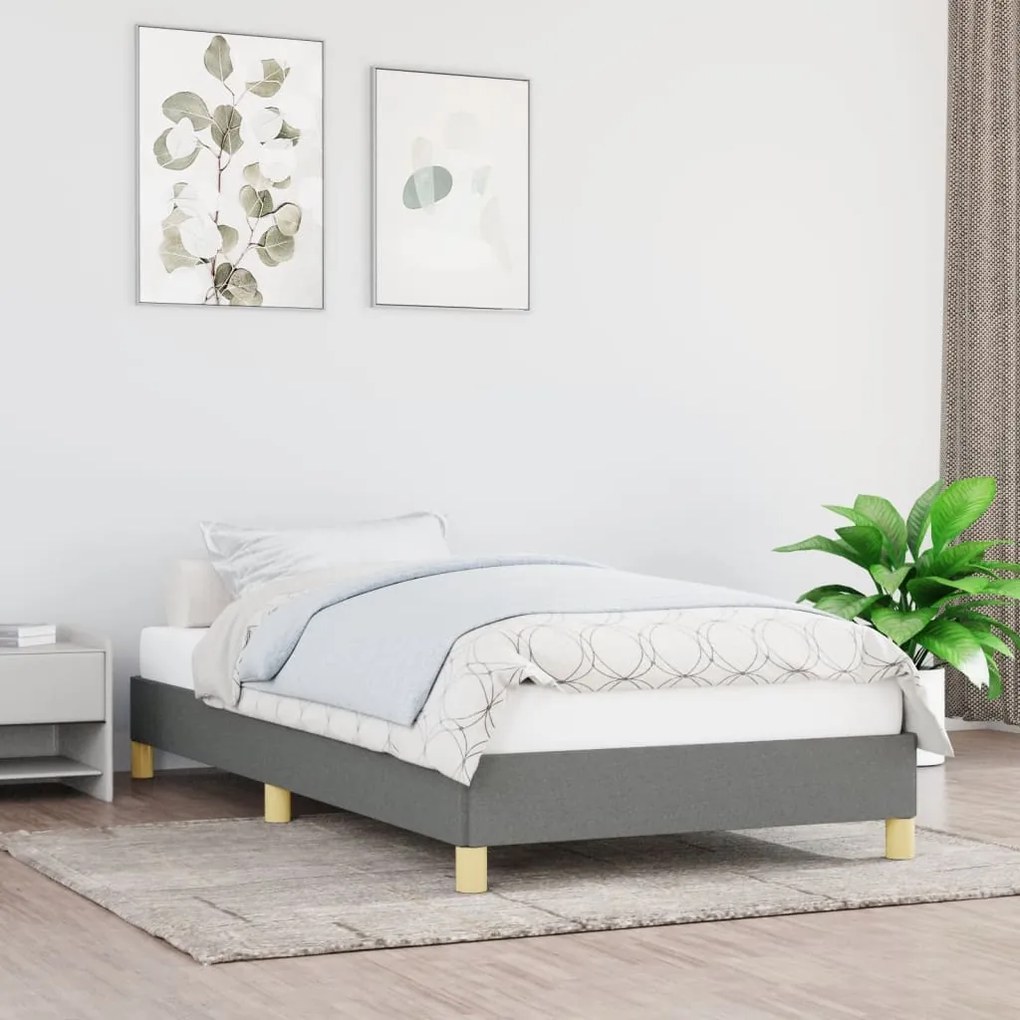 Rám postele bez matrace tmavě šedý 90 x 200 cm textil