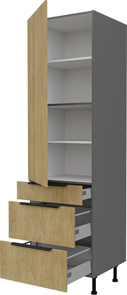 CREMONA ac | vysoká skříňka 60 DKS-215 3S1F potravinová | UNI DVÍŘKA | 60 cm | PREMIUM BOX | antracit/cremona