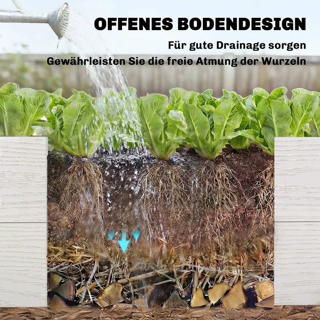 Outsunny Vyvýšený záhon 3-stupňový stohovatelný zahradní záhon s otevřenou základnou, modulární bylinkový záhon DIY montážní plast