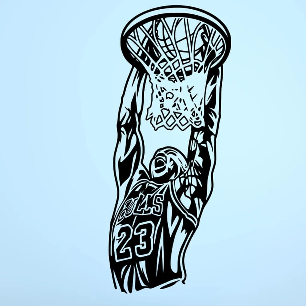 Živá Zeď Samolepka na zeď Michael Jordan Barva: černá, Velikost: 80 x 34 cm