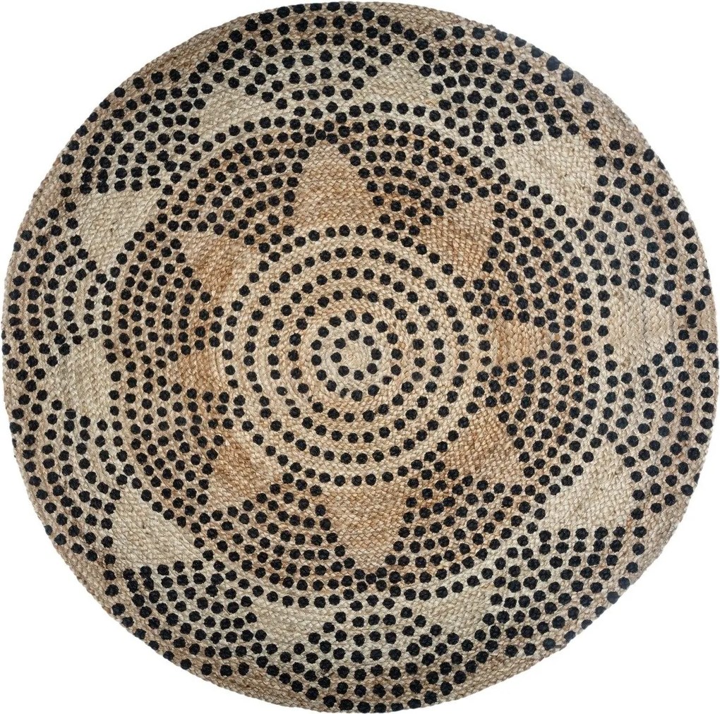 Atmosphera Jutový koberec, kulatý, Ø 120 cm, geometrický vzor, béžový
