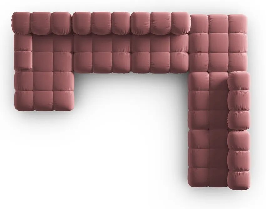 Růžová sametová pohovka 379 cm Bellis – Micadoni Home